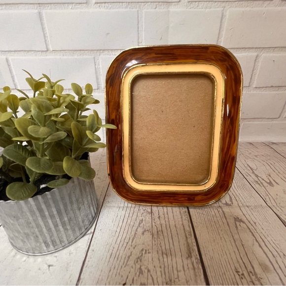 Accents | Vintage Heavy Enamel Photo Picture Frame Brass Two Toned ...